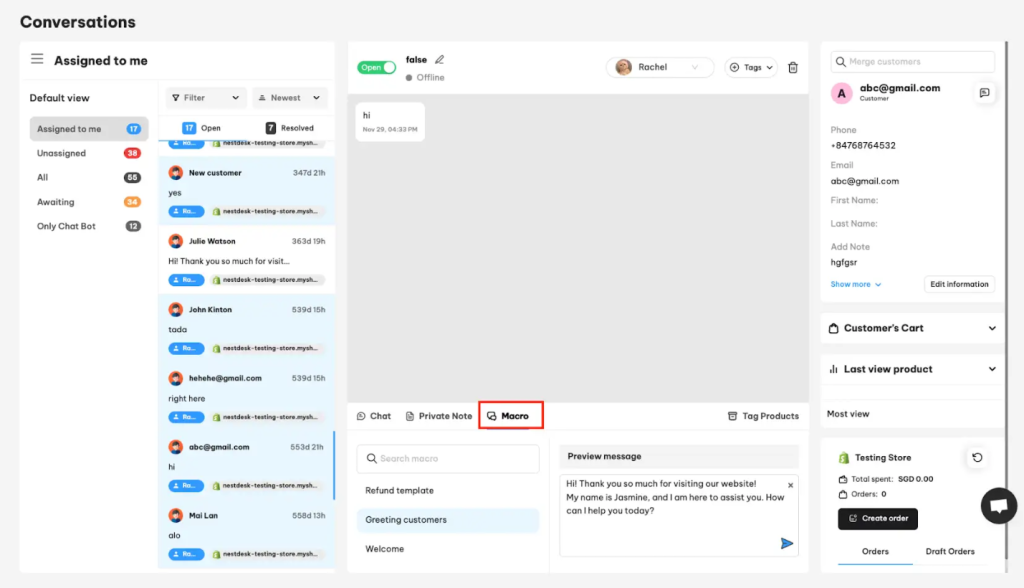 How to use Macro in the Conversations? - NestDesk Help Center