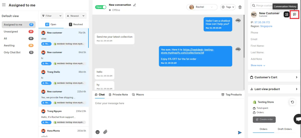 How to View Conversation History - NestDesk Help Center